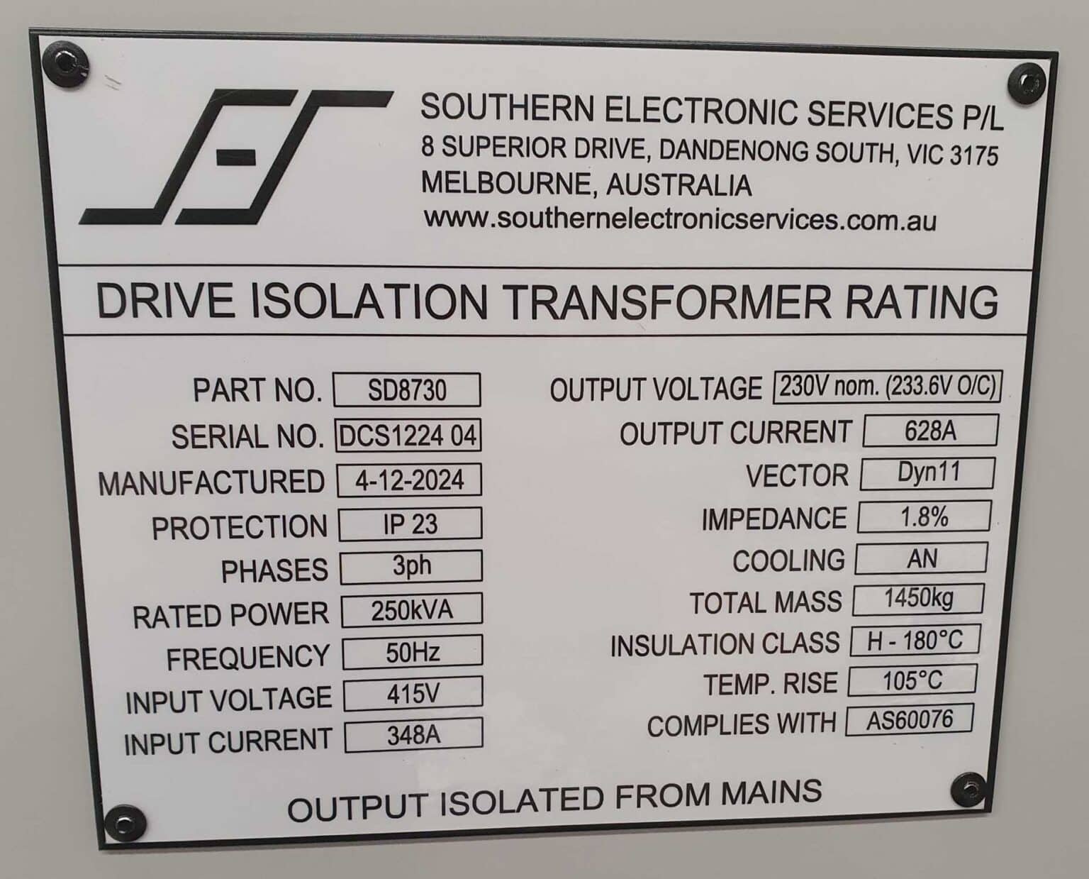 Drive Isolation Transformers at Glencore BMA – SES